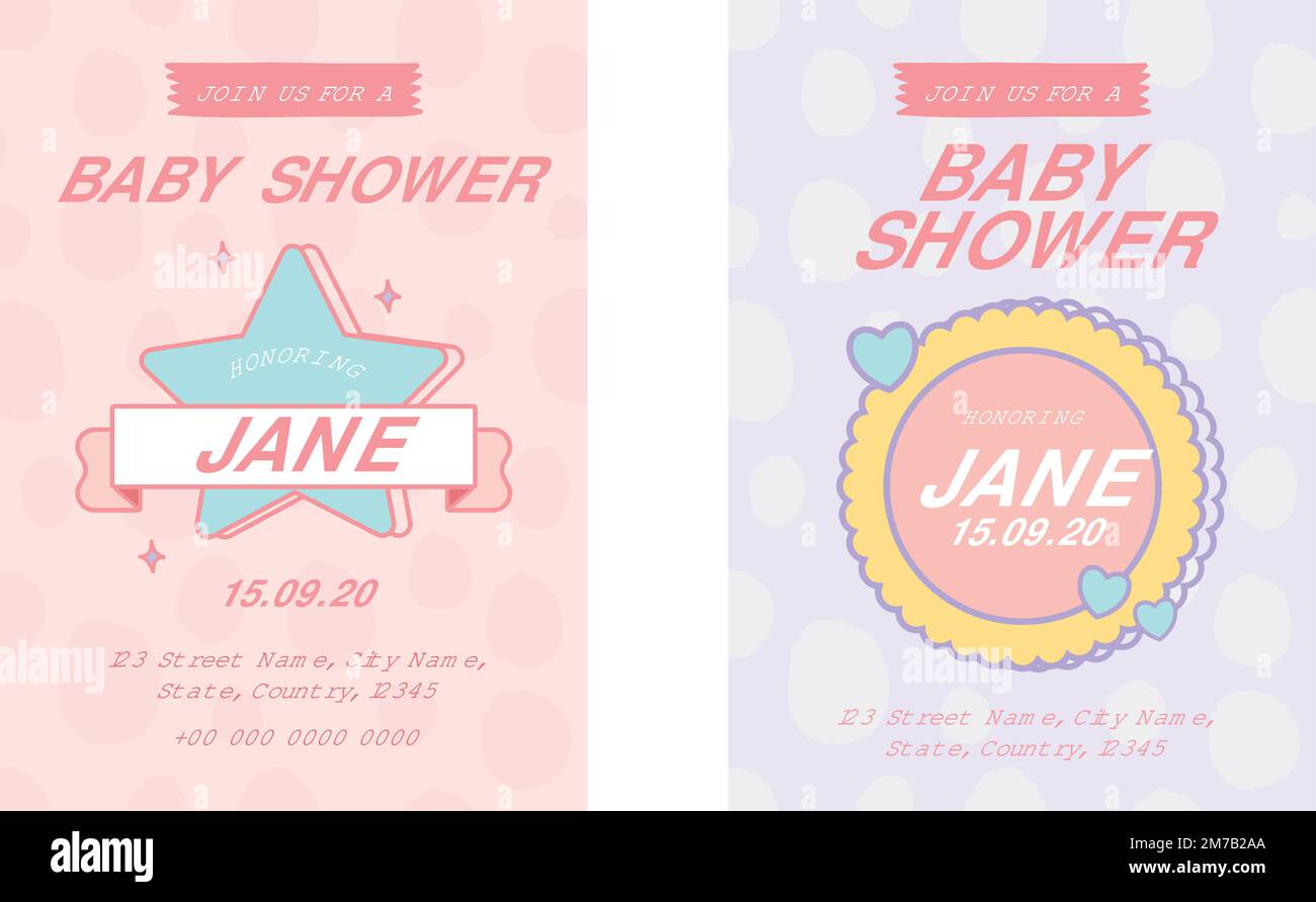 Cute baby shower invitation card templates vector Stock Vector Image ...