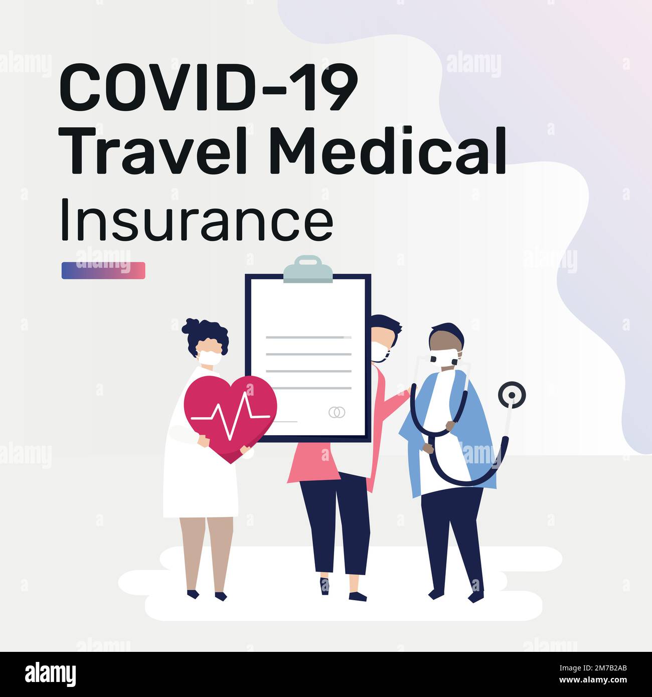 Social media post template vector for COVID-19 travel medical insurance ...