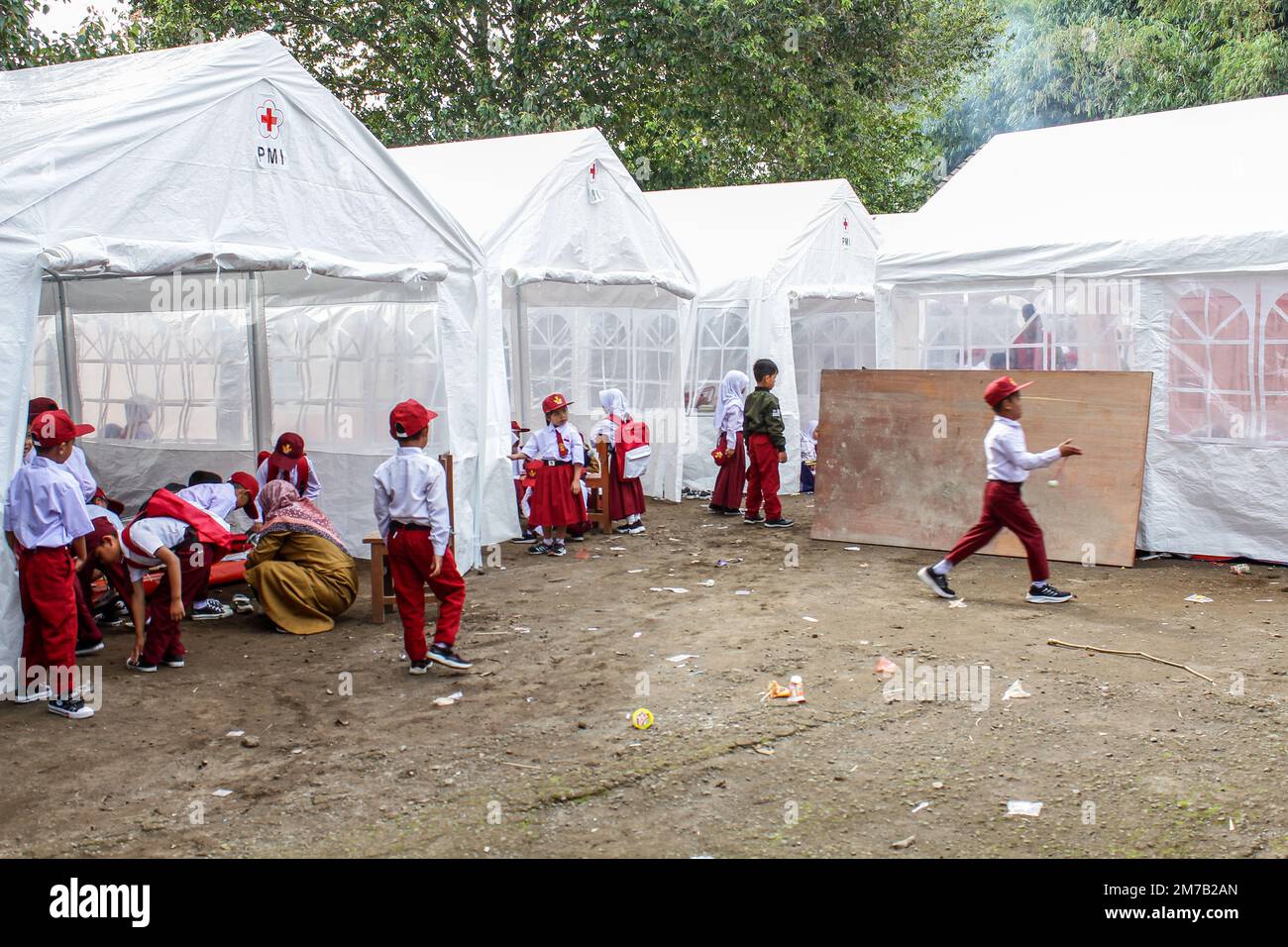 Cianjur, West Java, Indonesia. 9th Jan, 2023. Makeshift tent classroom ...