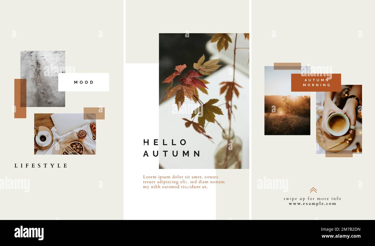 Autumn color tone social media blog mobile phone template vector Stock ...