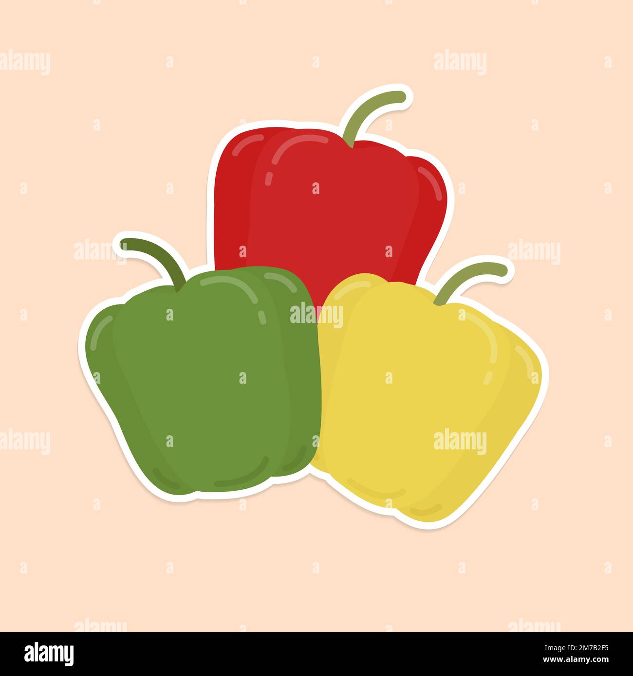 Vector colorful bell pepper food sticker clipart Stock Vector Image ...