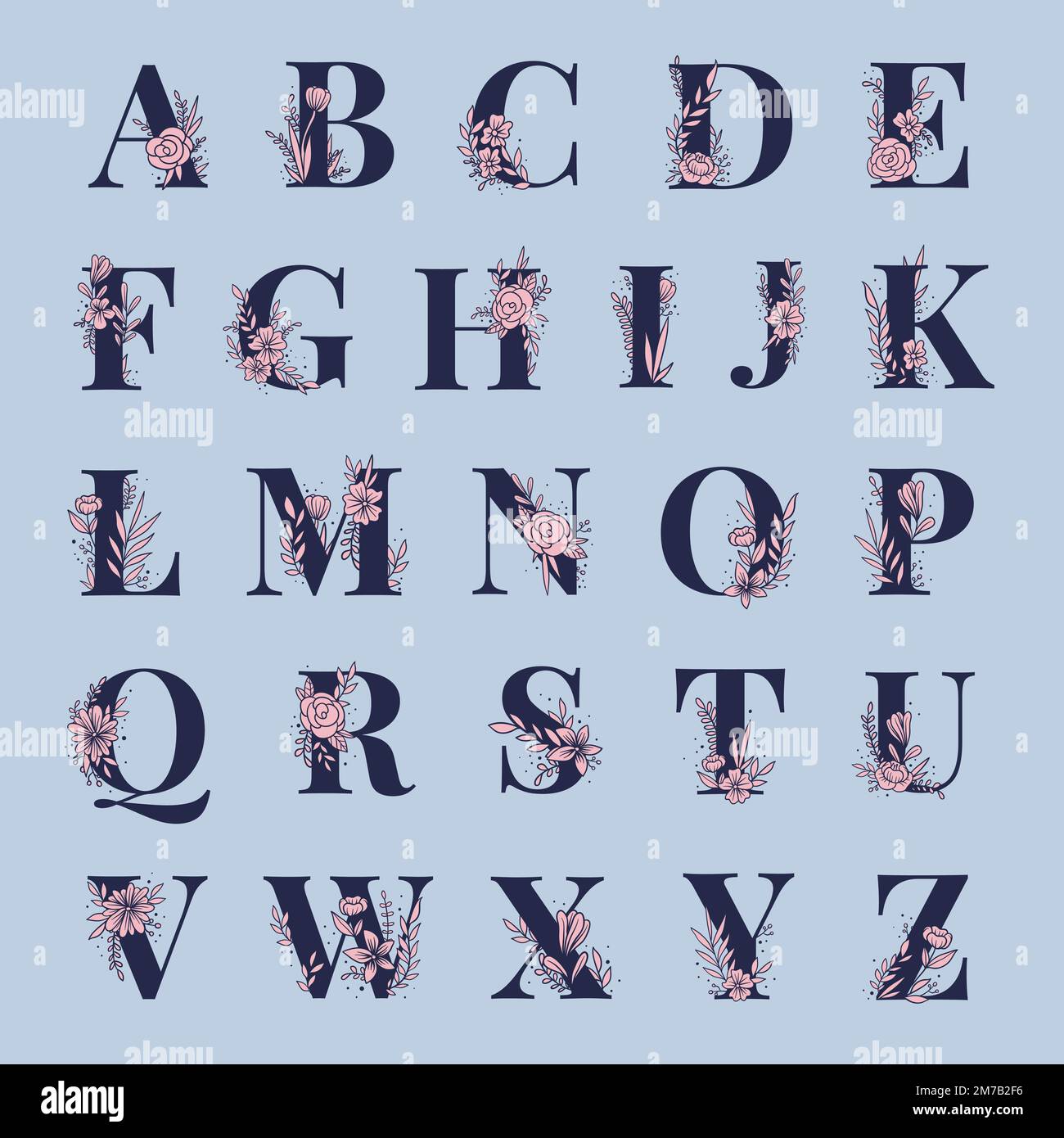 Floral alphabet font typography vector Stock Vector Image & Art - Alamy