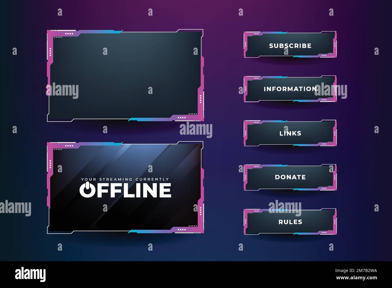 Gaming screen panel design with pink and blue colors. Unique broadcast ...