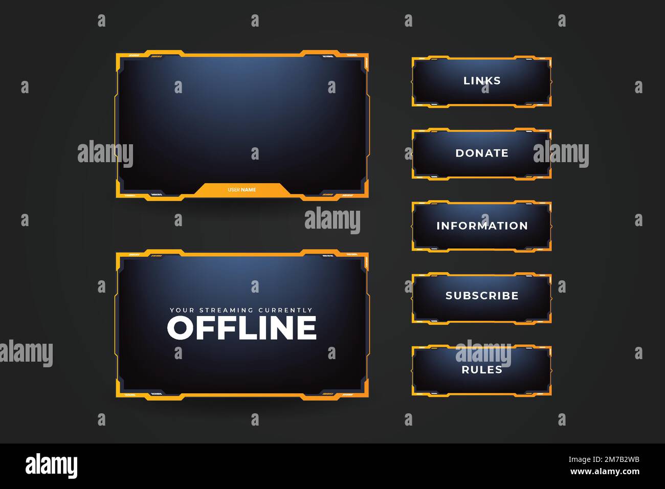 Simple overlay decoration with yellow color borders and buttons. Online ...