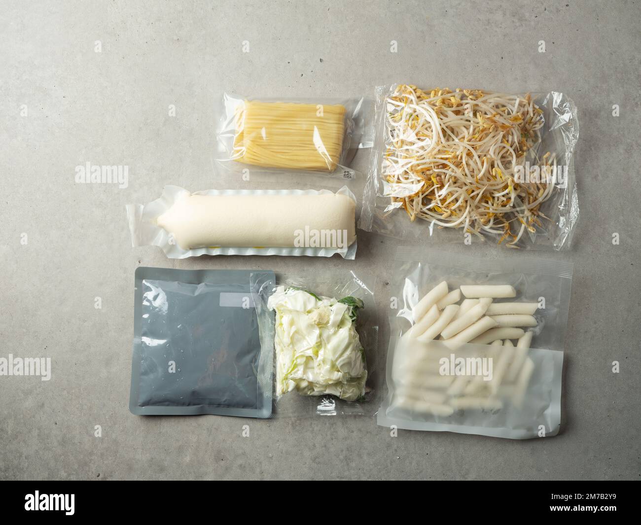 Vacuum-packed soft tofu, tteokbokki ingredients, Korean food Stock ...