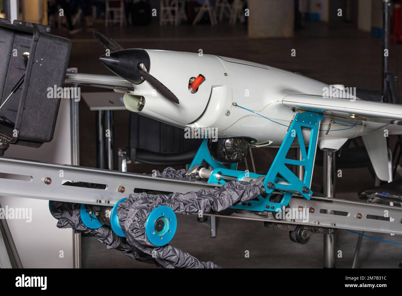 Unmanned aerial vehicle for reconnaissance, drone on a launch platform ...