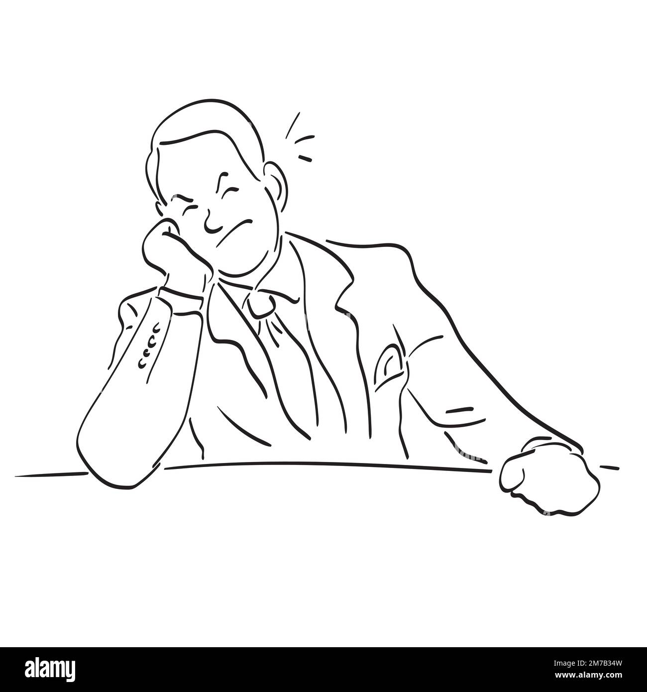 line art upset businessman illustration vector hand drawn isolated on ...