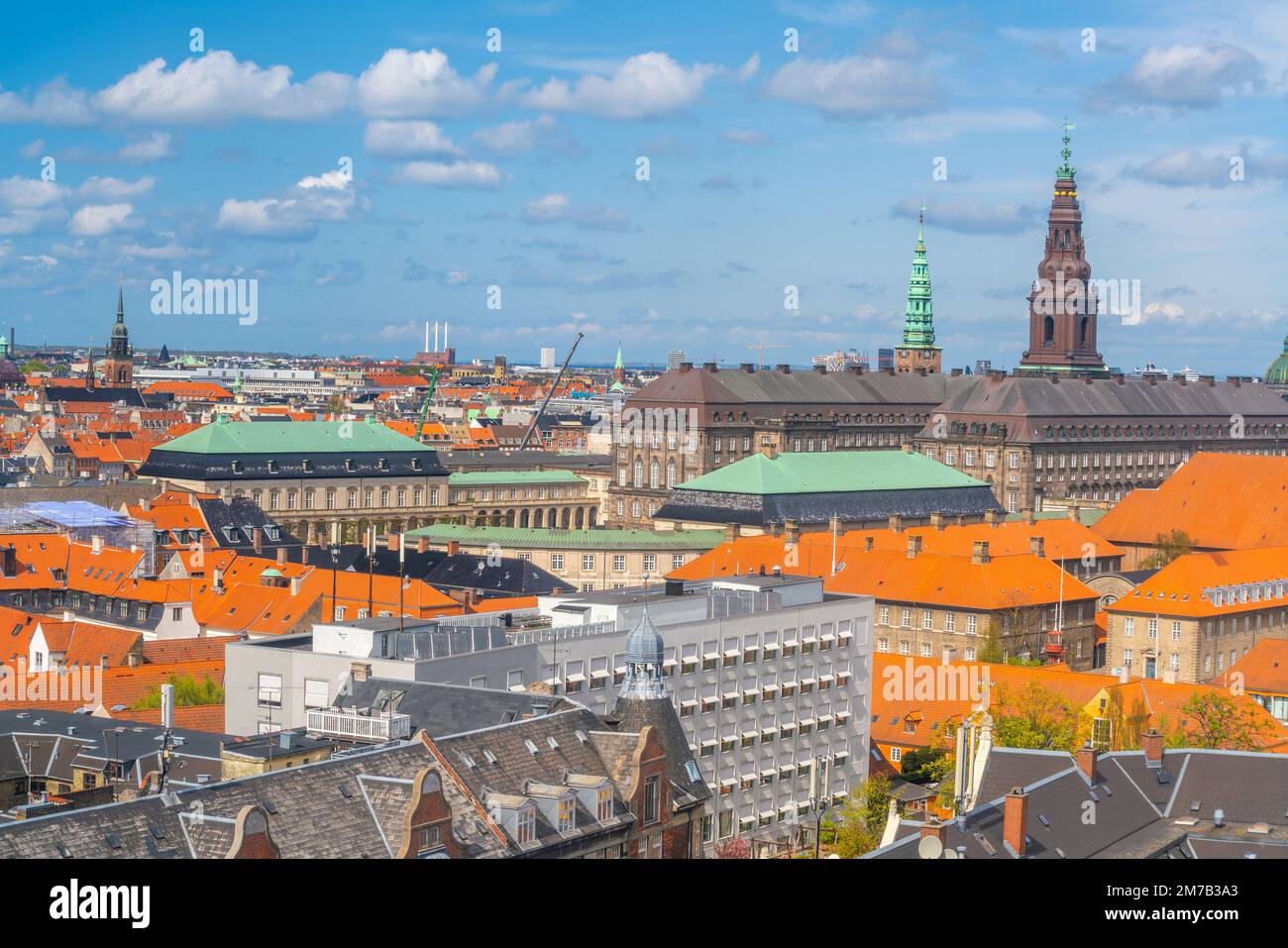 Cityscape of downtown Copenhagen city skyline in Denmark from top view ...