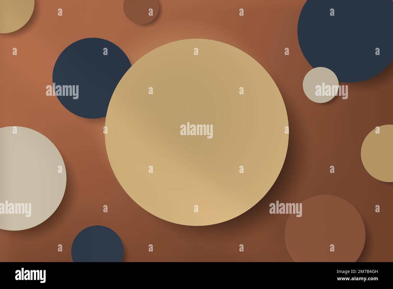 Colorful round paper cut with drop shadow on orange background vector ...