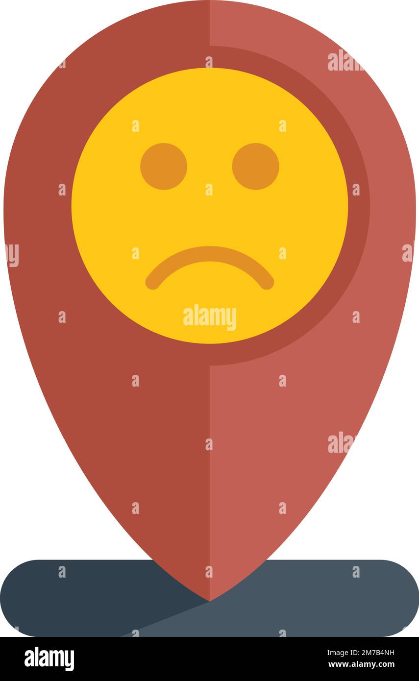 Dislike location icon flat vector. Social media. Negative facebook ...