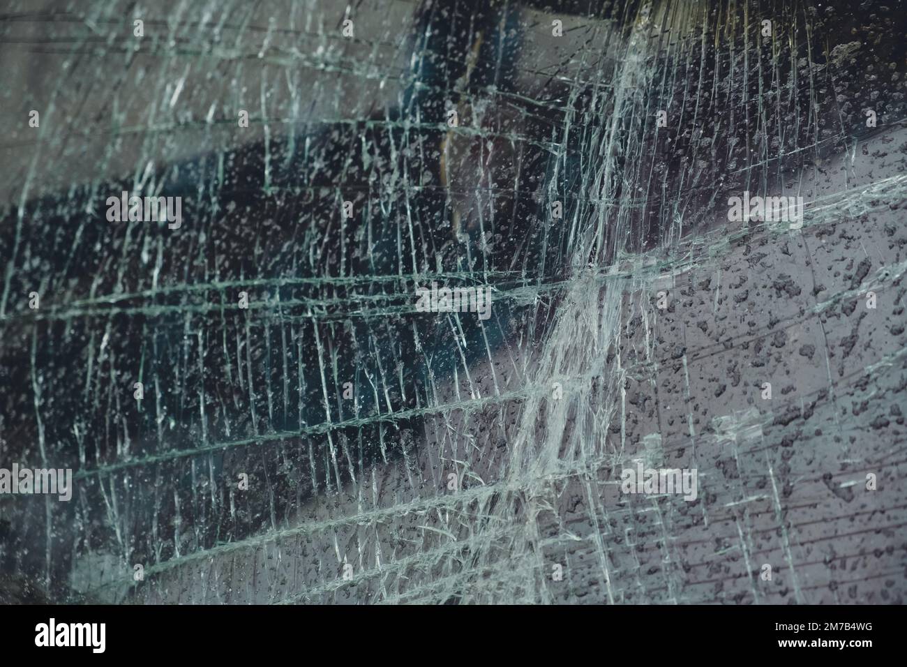 Car Glass Cracks. Many cracks on broken windshield. Windshield of the ...