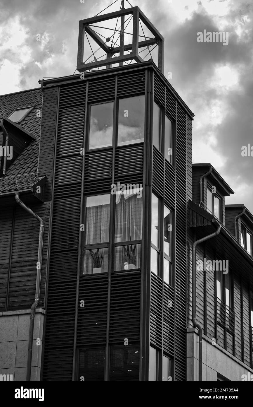 Facade building in downtown Black and White Stock Photos & Images - Alamy