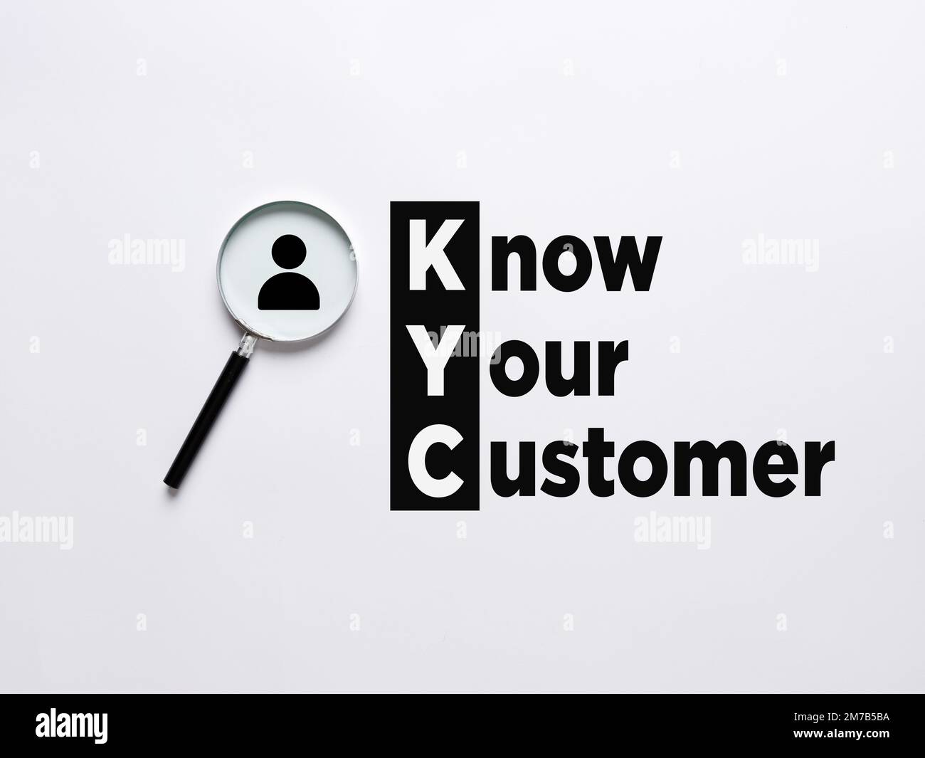 Business Acronym KYC - Know Your Customer. Magnifier magnifies the ...