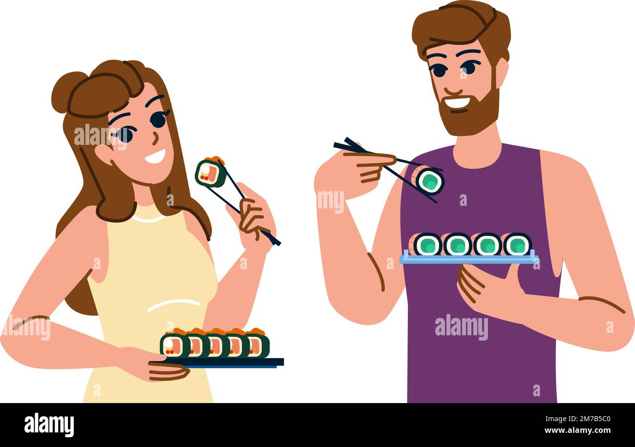 eating sushi vector Stock Vector Image & Art - Alamy