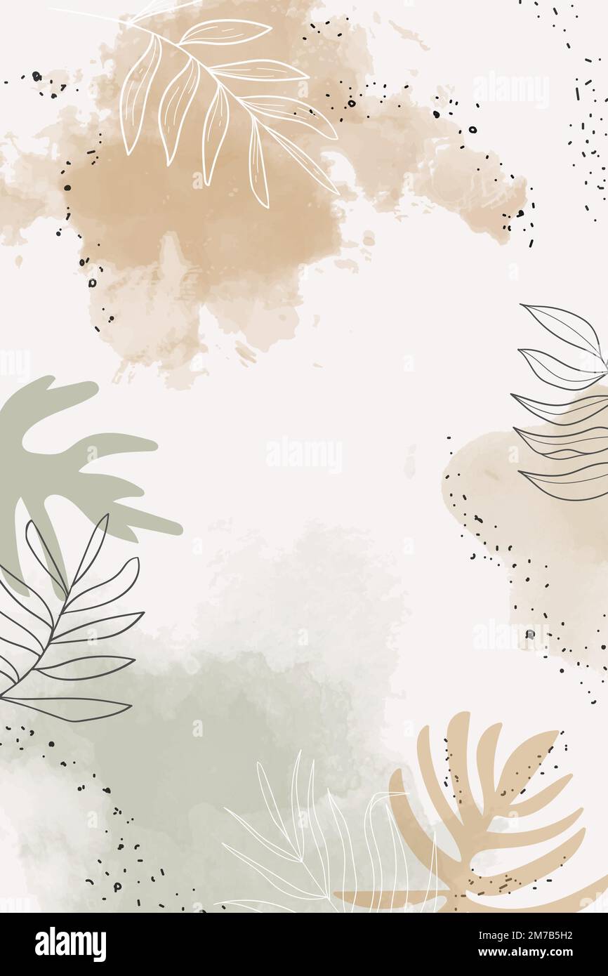 Beige leafy watercolor background vector Stock Vector Image & Art - Alamy