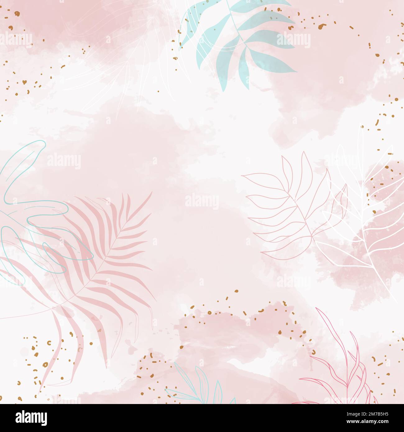 Pink leafy watercolor background vector Stock Vector Image & Art - Alamy