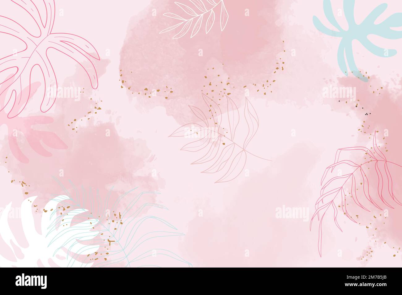 Pink leafy watercolor background vector Stock Vector Image & Art - Alamy
