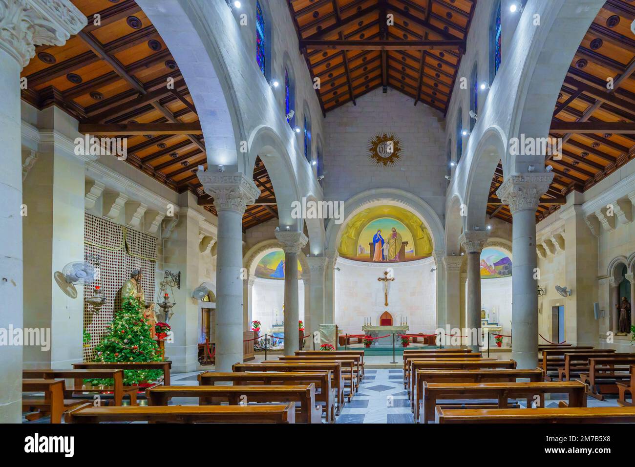 Nazareth, Israel - January 06, 2023: View of the interior of Saint ...