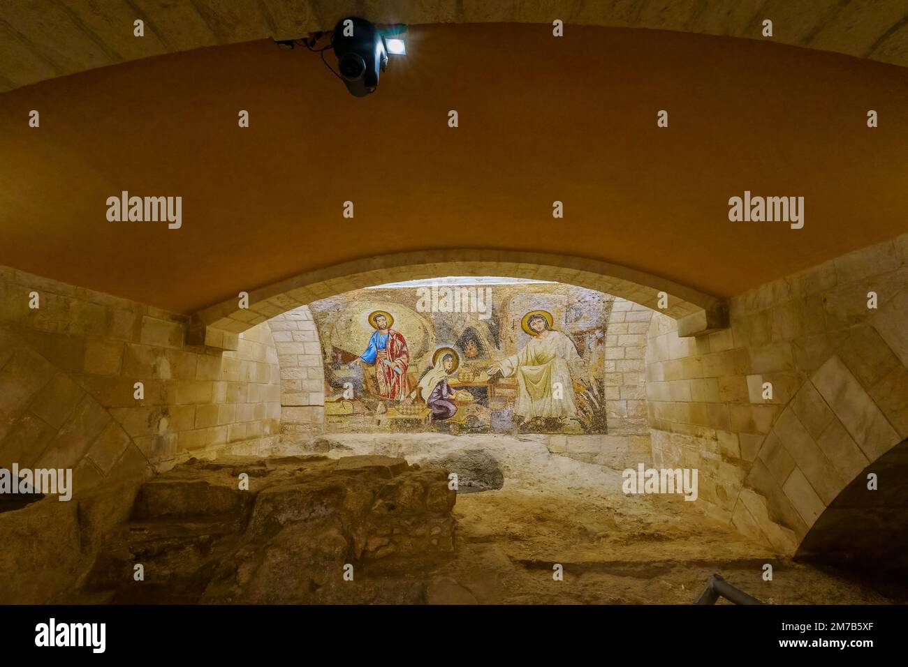 Nazareth, Israel - January 06, 2023: View of mosaic in the crypto of ...