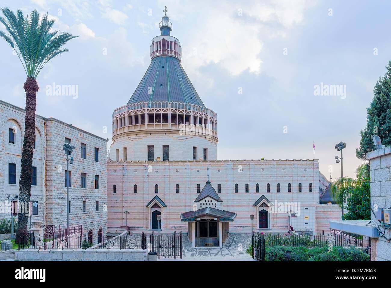 View of the Basilica of the Annunciation and its yard, in Nazareth ...