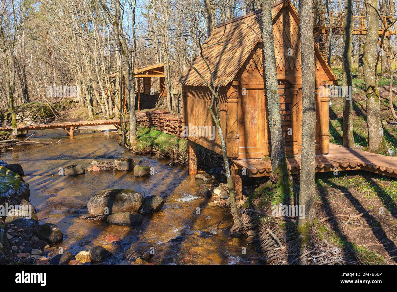 Log Cabin In The Woods Stream