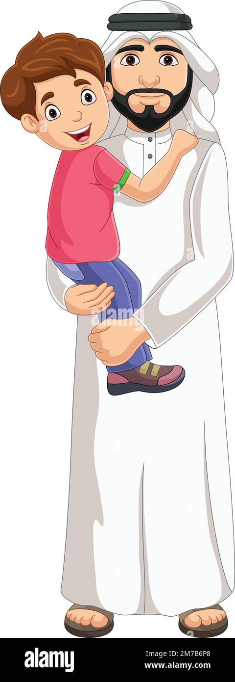 Cartoon arab man holding her son Stock Vector Image & Art - Alamy
