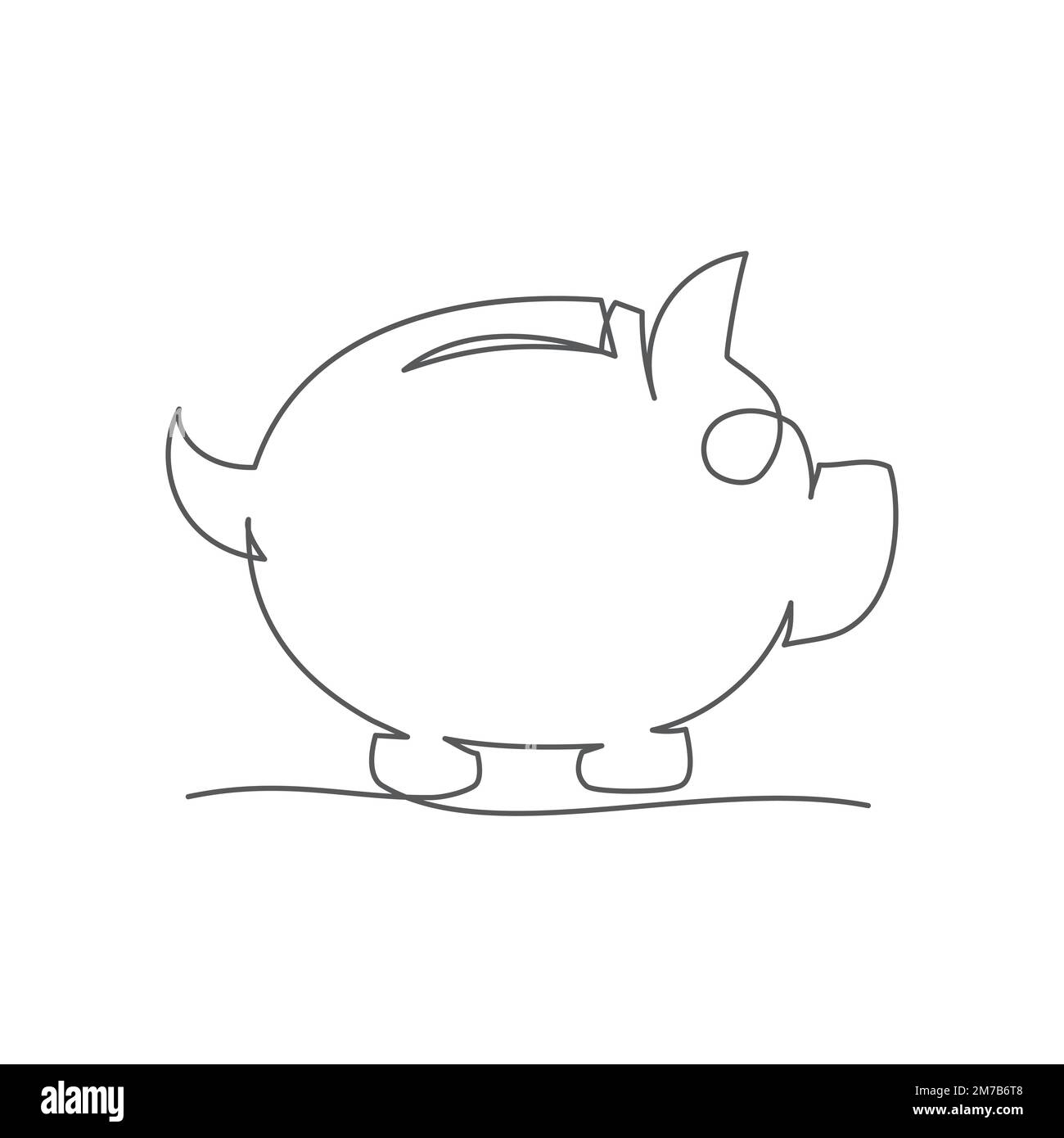 Piggy bank One line drawing on white background Stock Vector Image ...