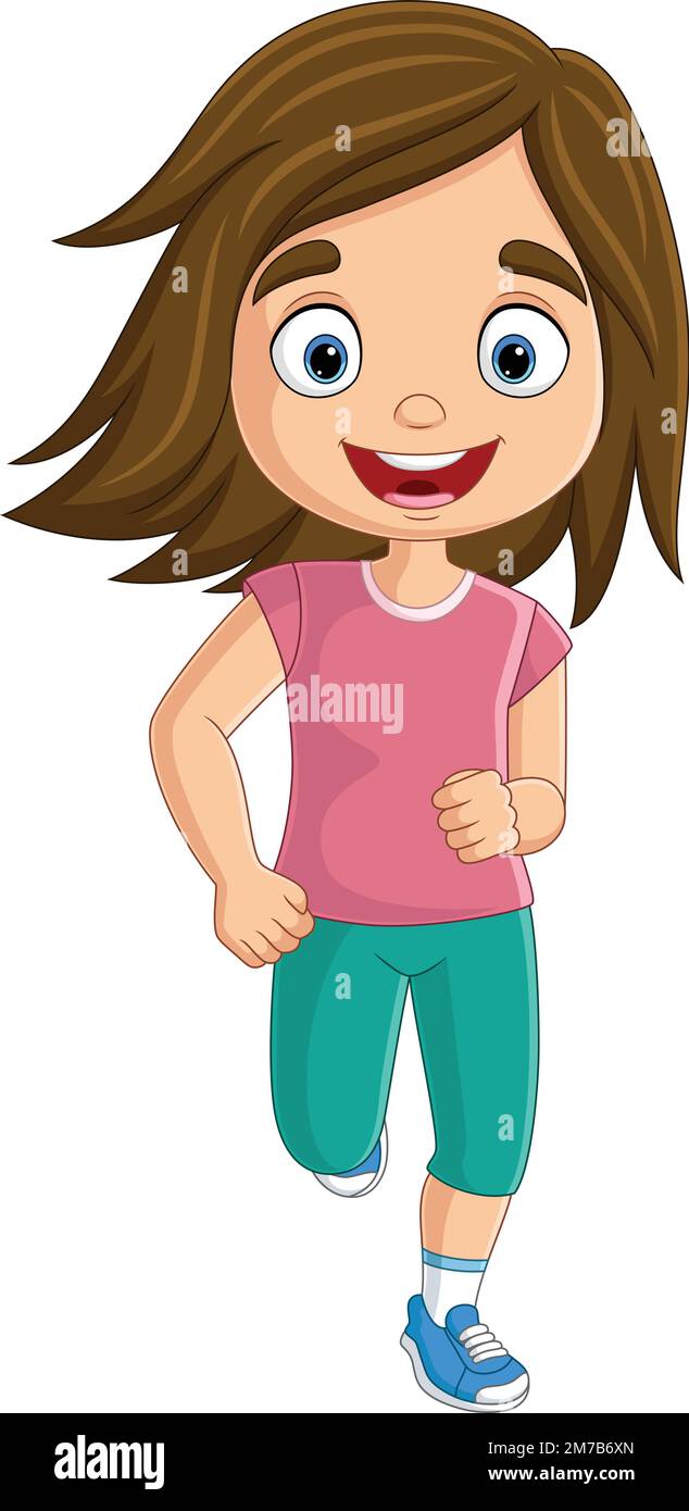 Excited Little Girl Cartoon