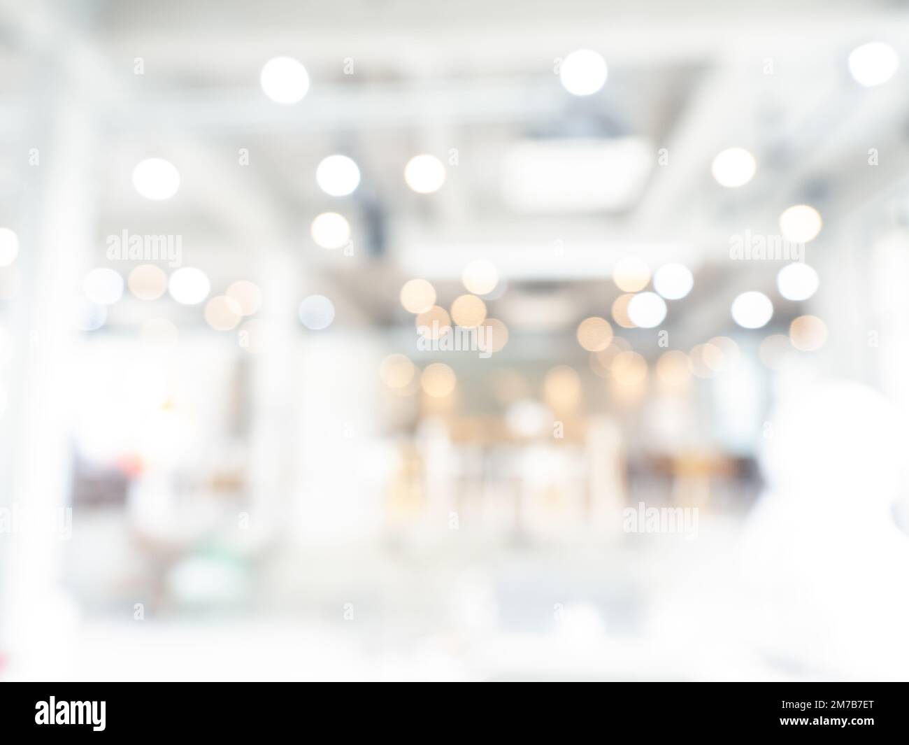 Abstract blurred modern workspace hall background, white indoor ...