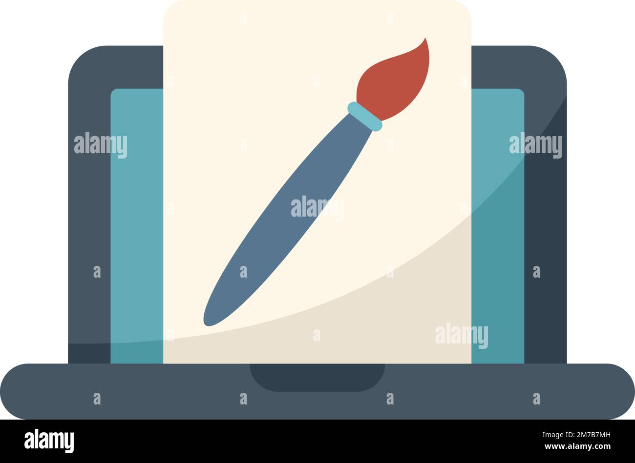 Laptop paint icon flat vector. Ui creative. Build project isolated ...