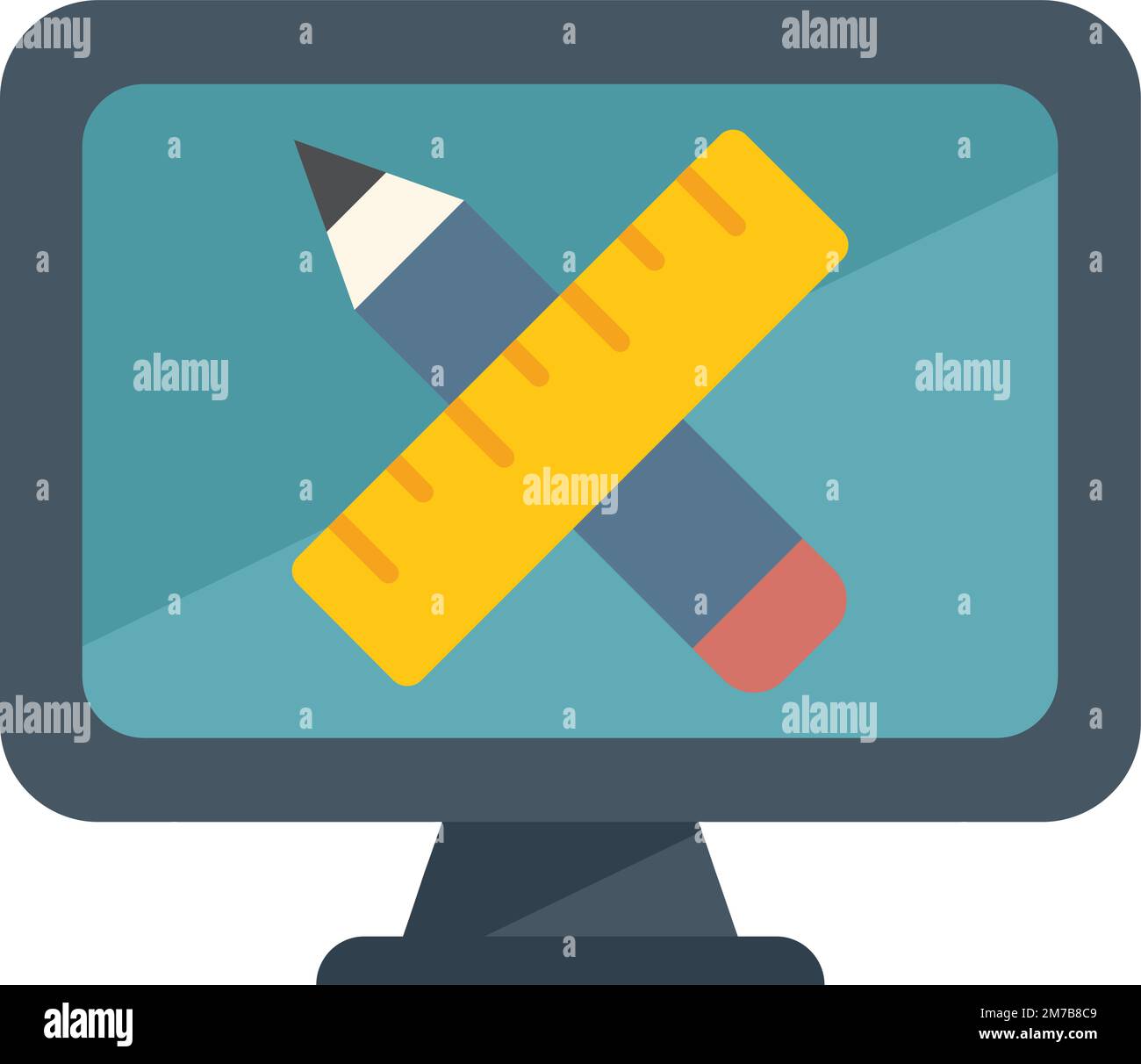 Draw monitor icon flat vector. Web ux. Studio work isolated Stock ...