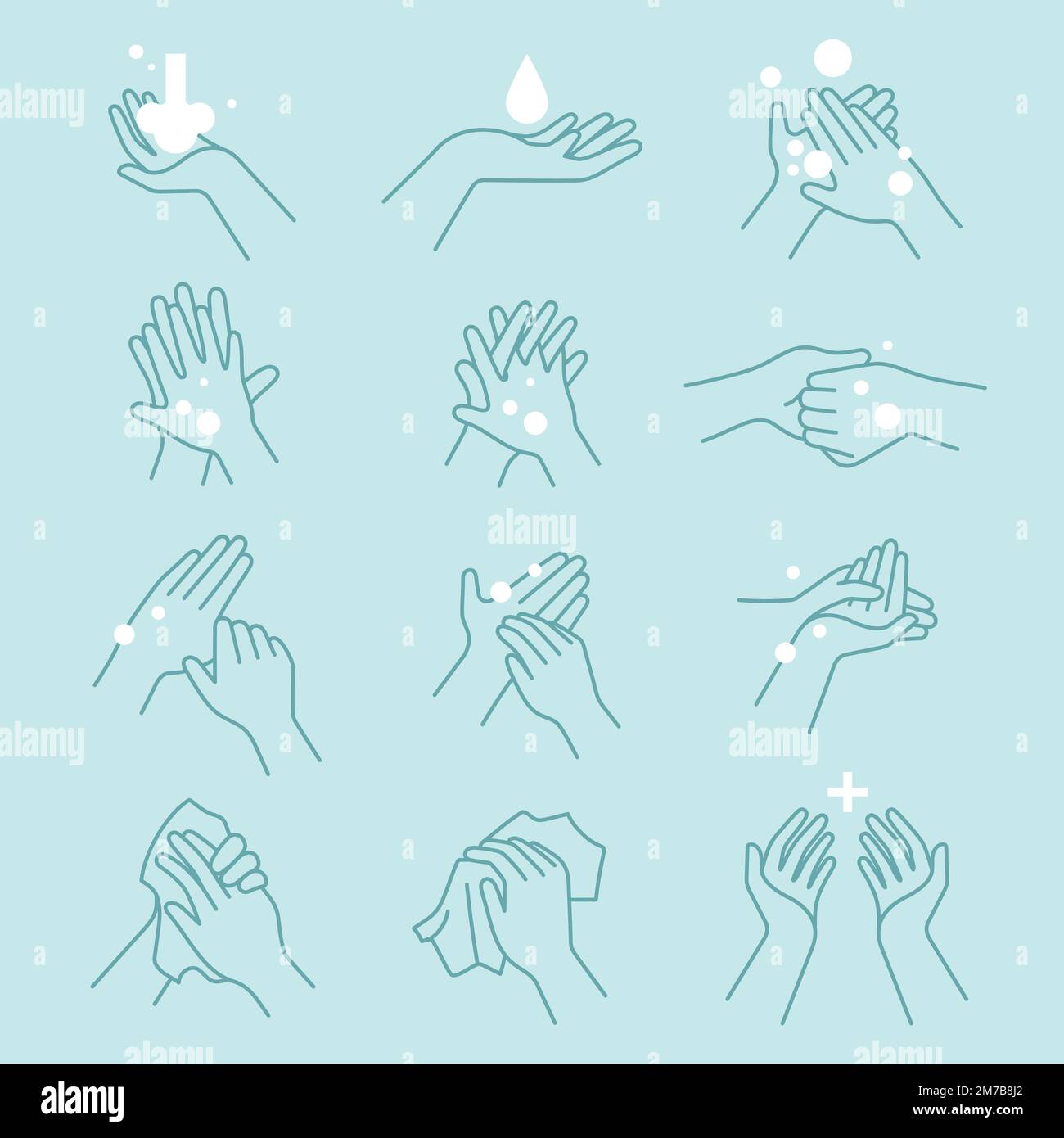 How To Wash Your Hands Icon Set Vector Stock Vector Image Art Alamy