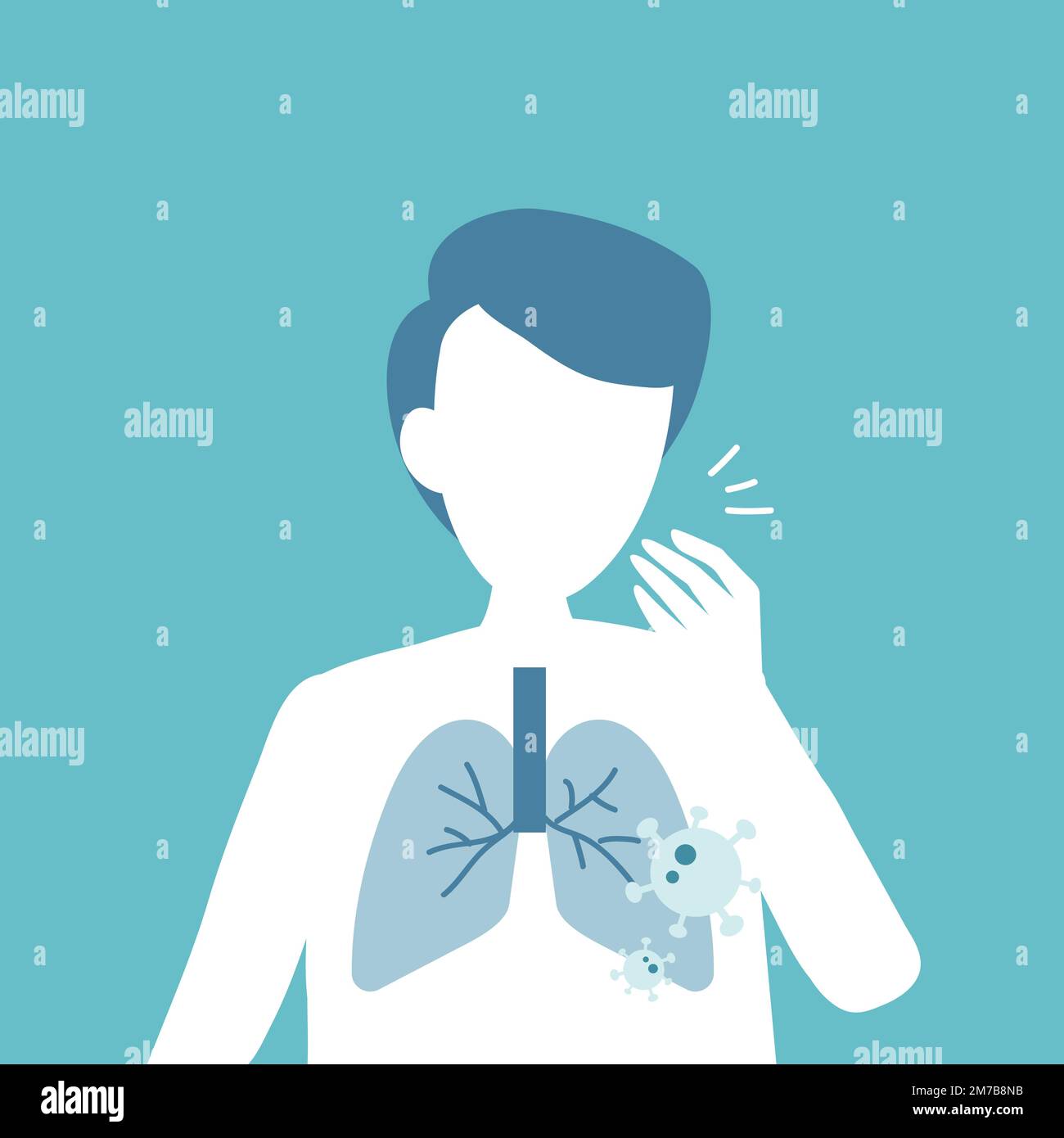 Coughing man with lung damage covid-19 awareness vector Stock Vector ...