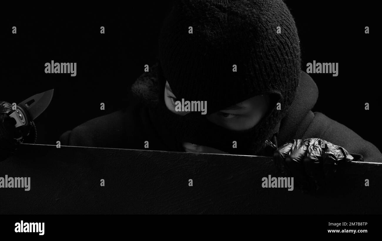 Person climbing over fence Black and White Stock Photos & Images - Alamy