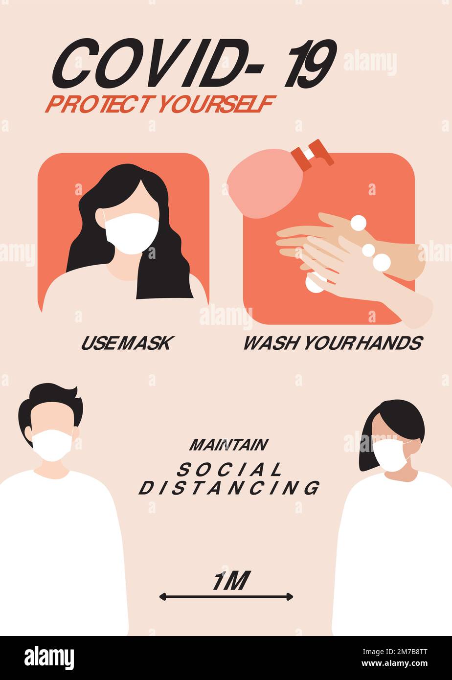 Protect yourself from Covid-19 poster vector Stock Vector Image & Art ...