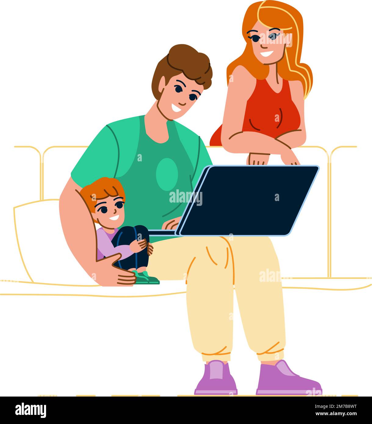 family laptop vector Stock Vector Image & Art - Alamy