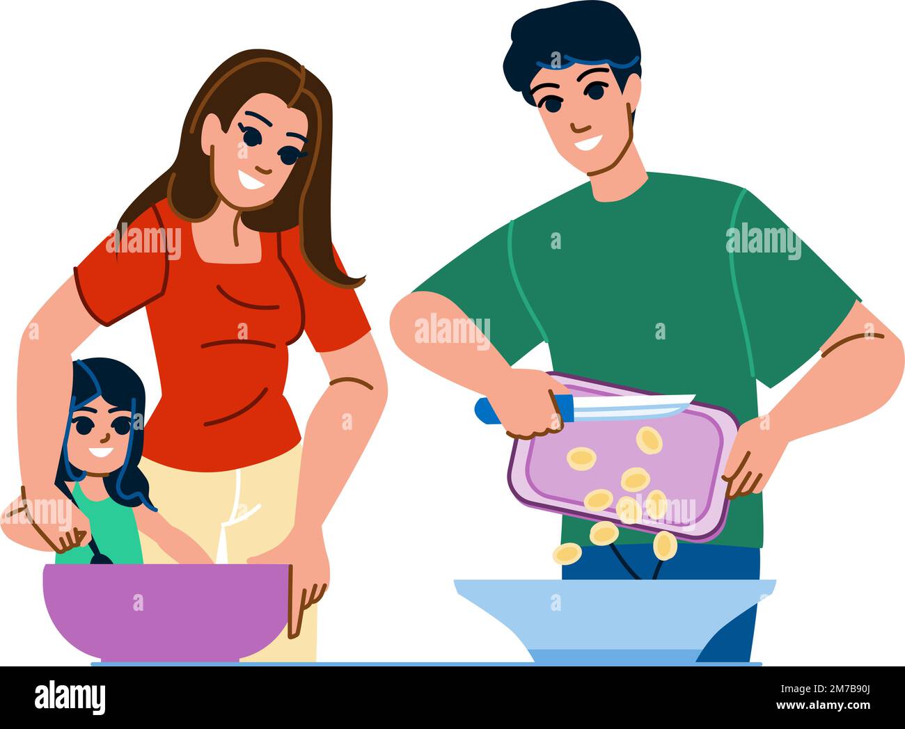 Father children cooking together Stock Vector Images - Alamy