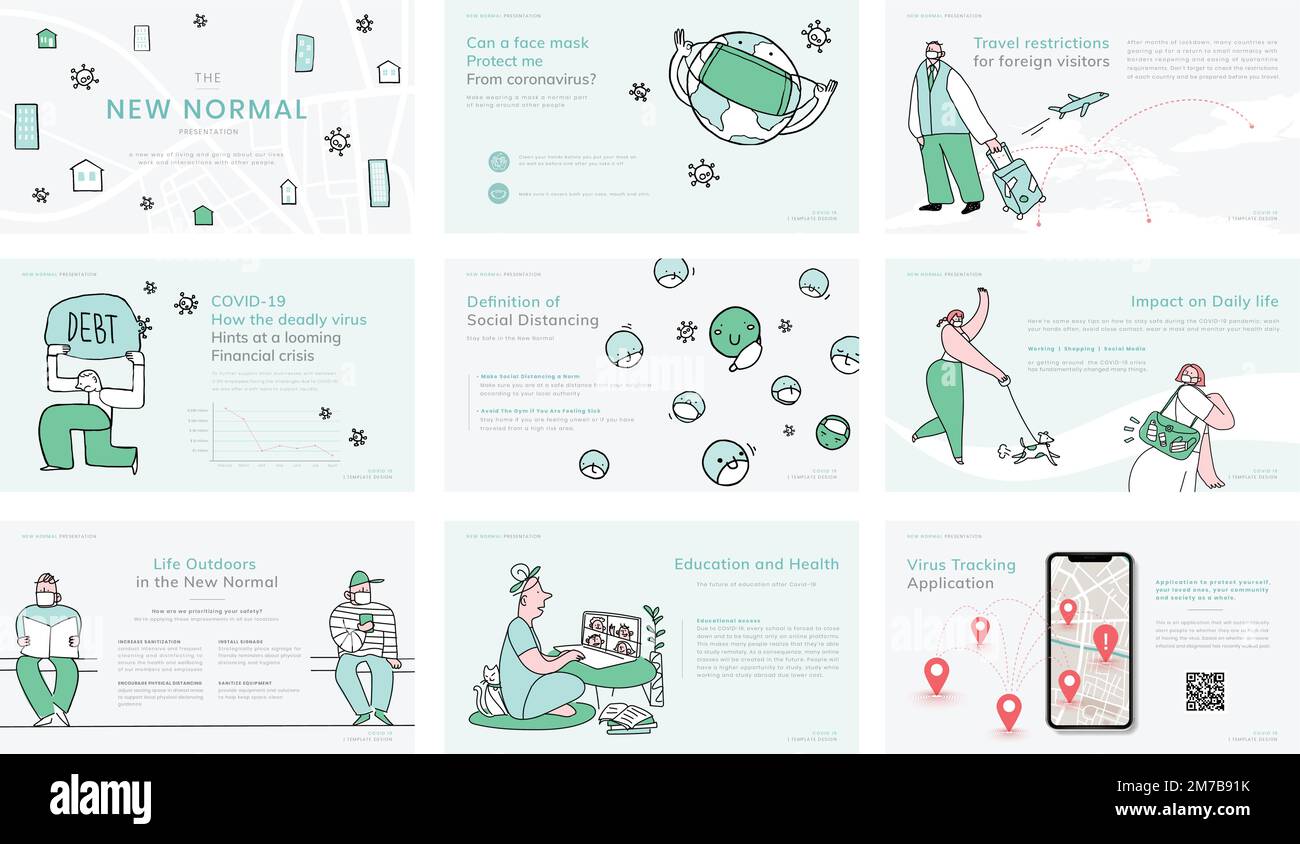 New normal lifestyle template vector business presentation doodle ...