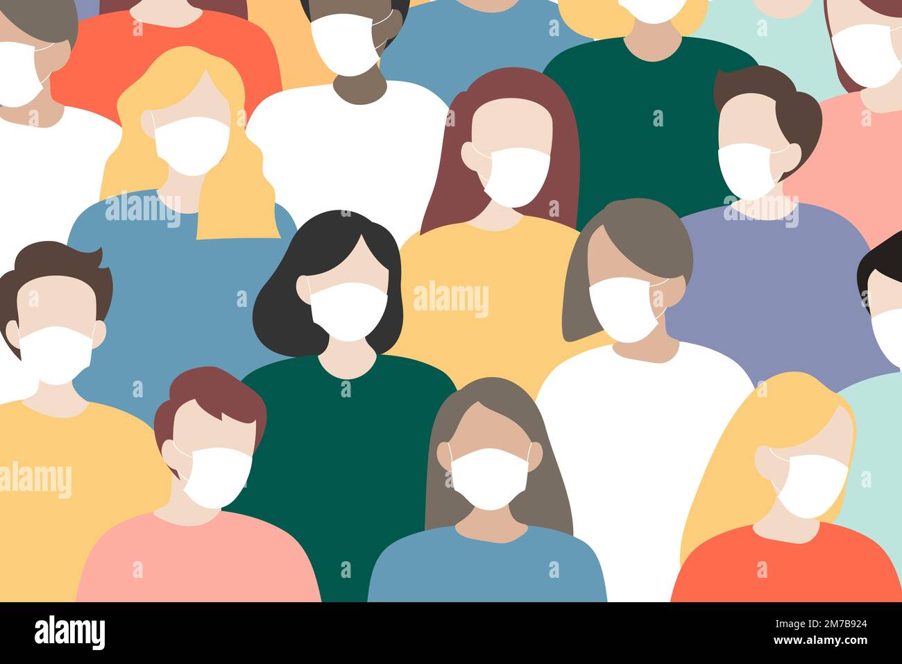 Group of people wearing protective masks during covid-19 outbreak ...