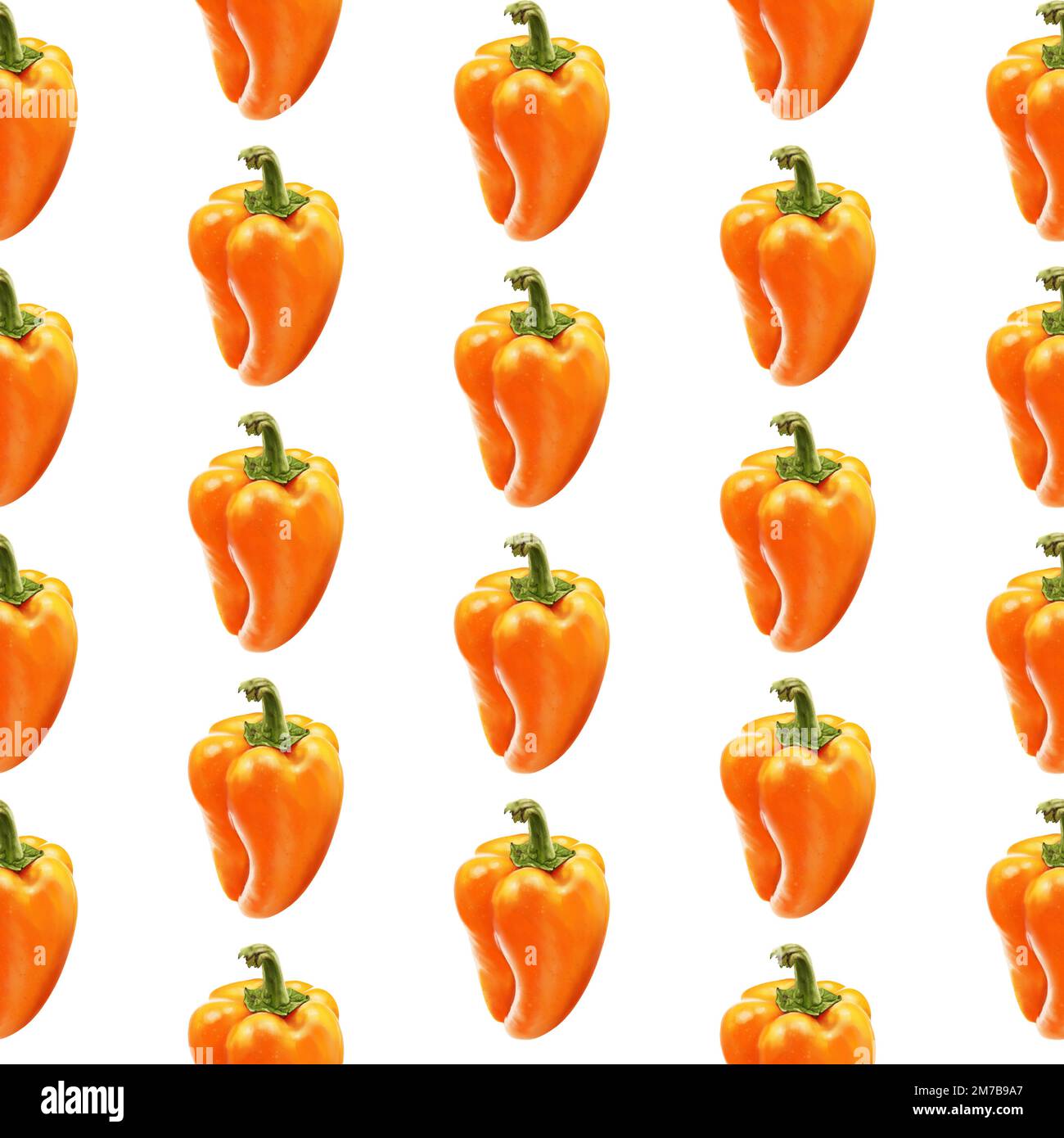 Illustration realism seamless pattern vegetable paprika orange color on ...