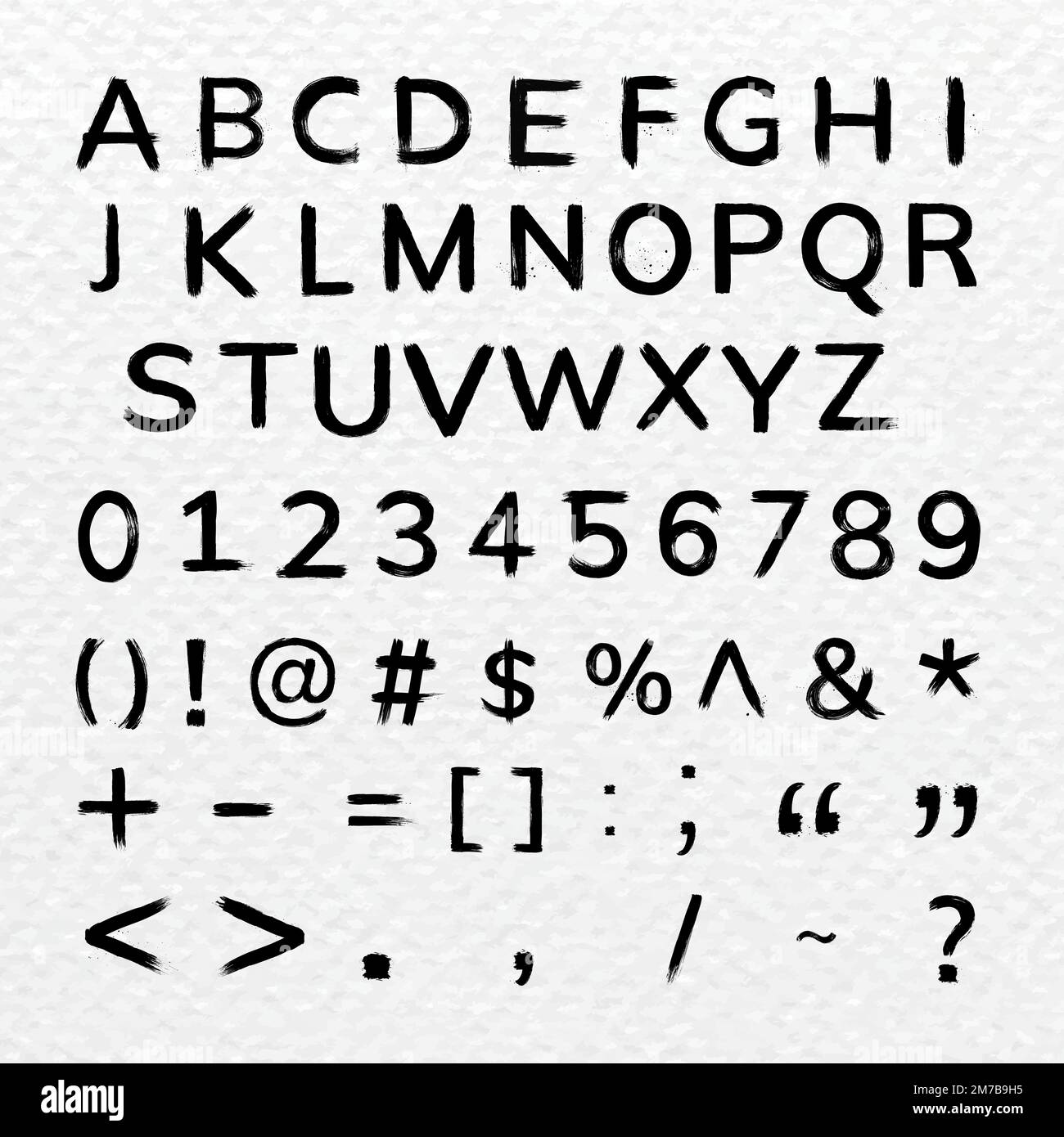 Alphabetnumberssymbols Brush Stroke Hand Drawn Font Style Set Stock Vector Image And Art Alamy 
