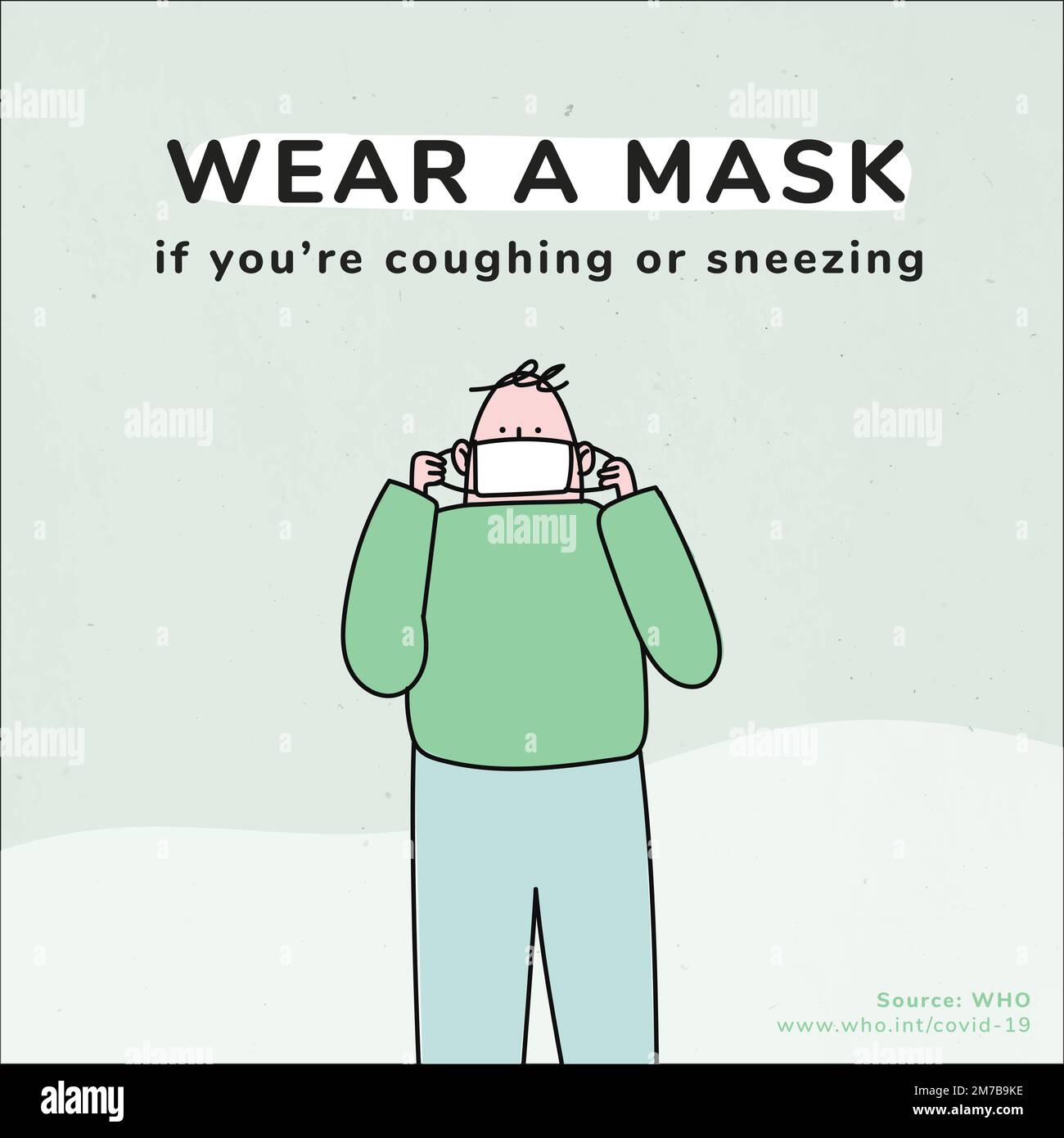 Wear a mask coronavirus pandemic social template source WHO vector ...