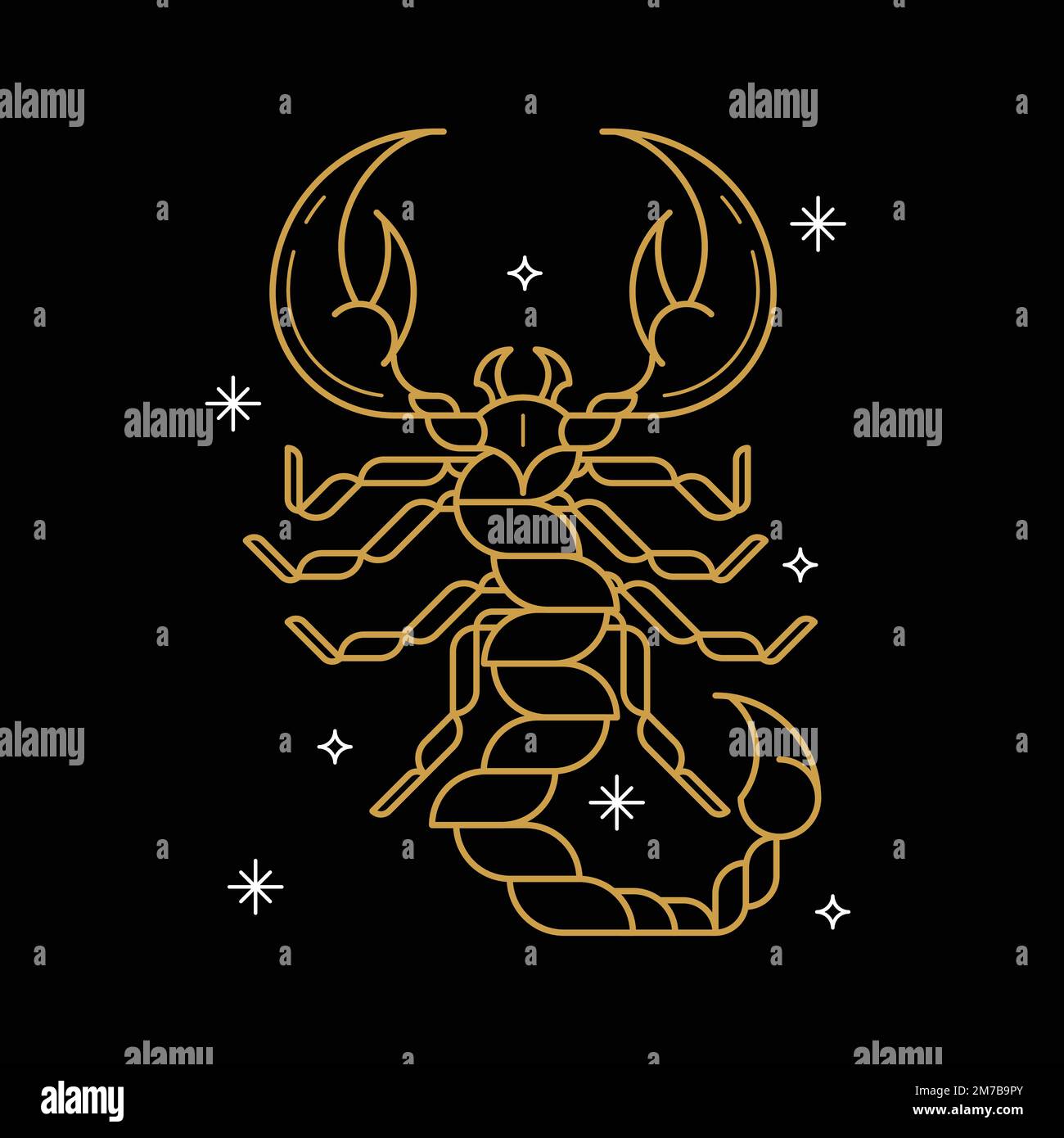 Gold Scorpio astrological sign on a black background vector Stock ...