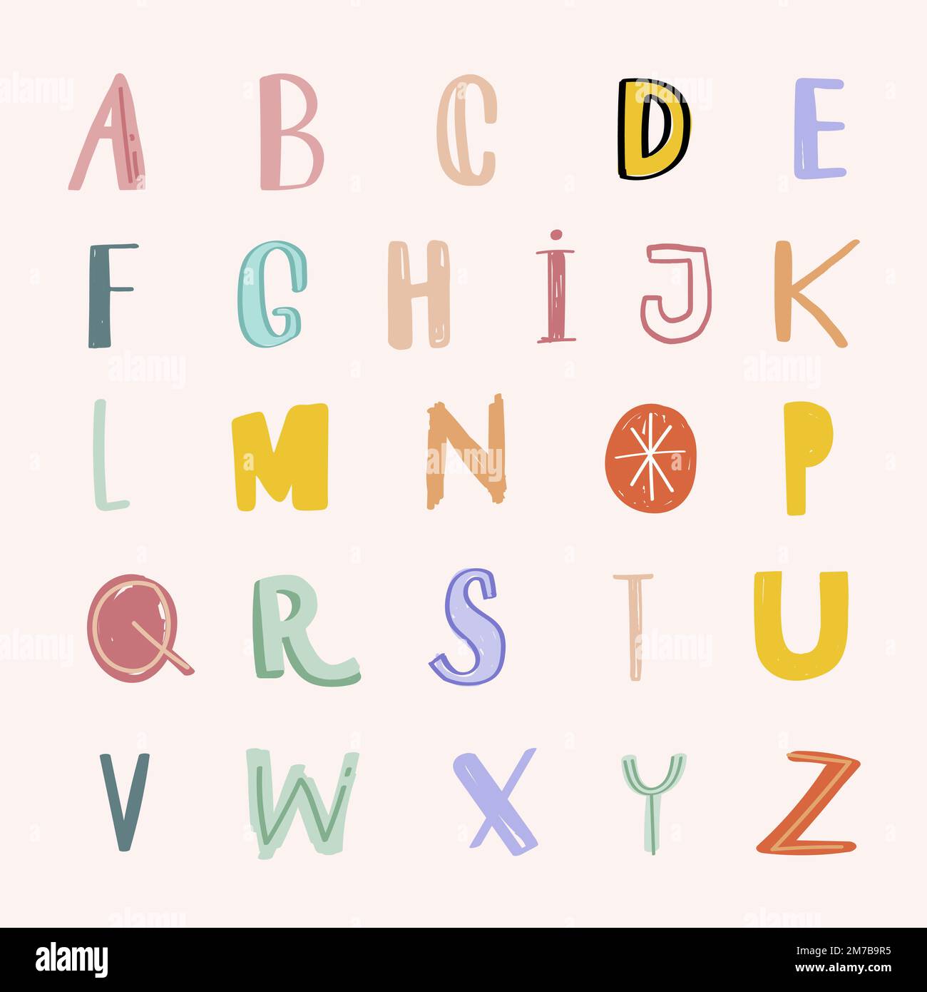 Pastel doodle alphabet vector word art set Stock Vector Image & Art - Alamy