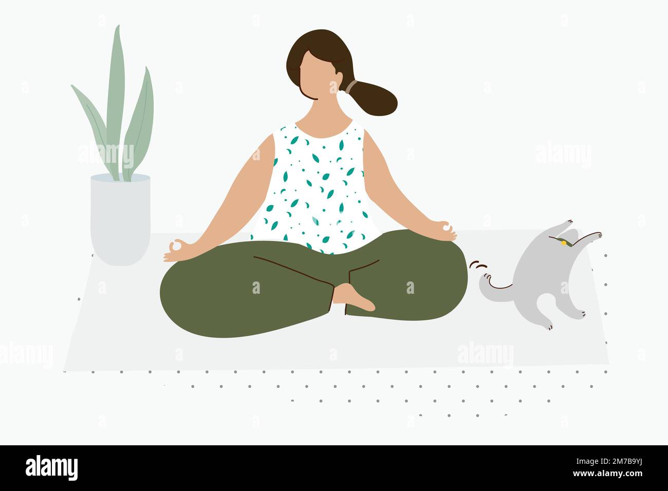 Mindfulness during social isolation covid-9 awareness vector Stock ...