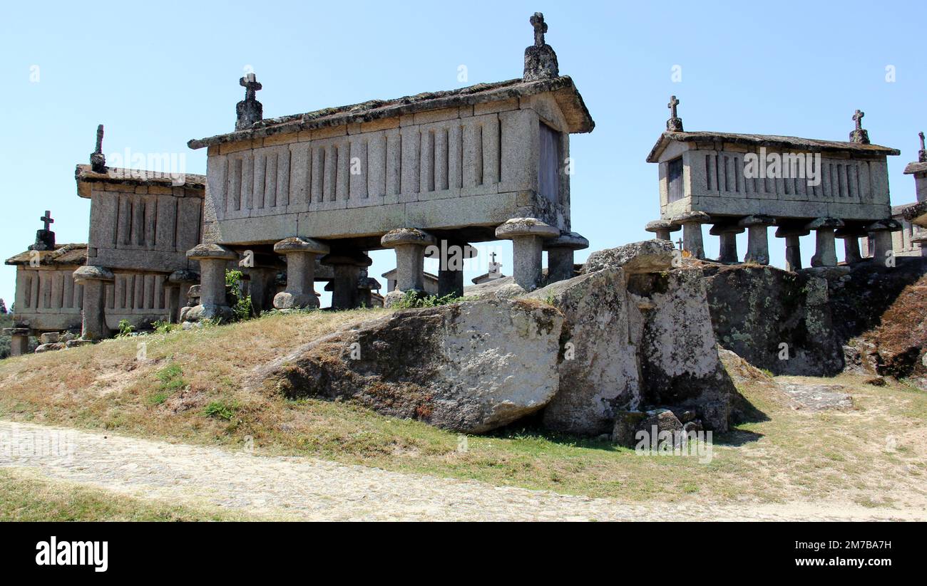 Granaries of Soajo, traditional structures, raised on legs topped with ...