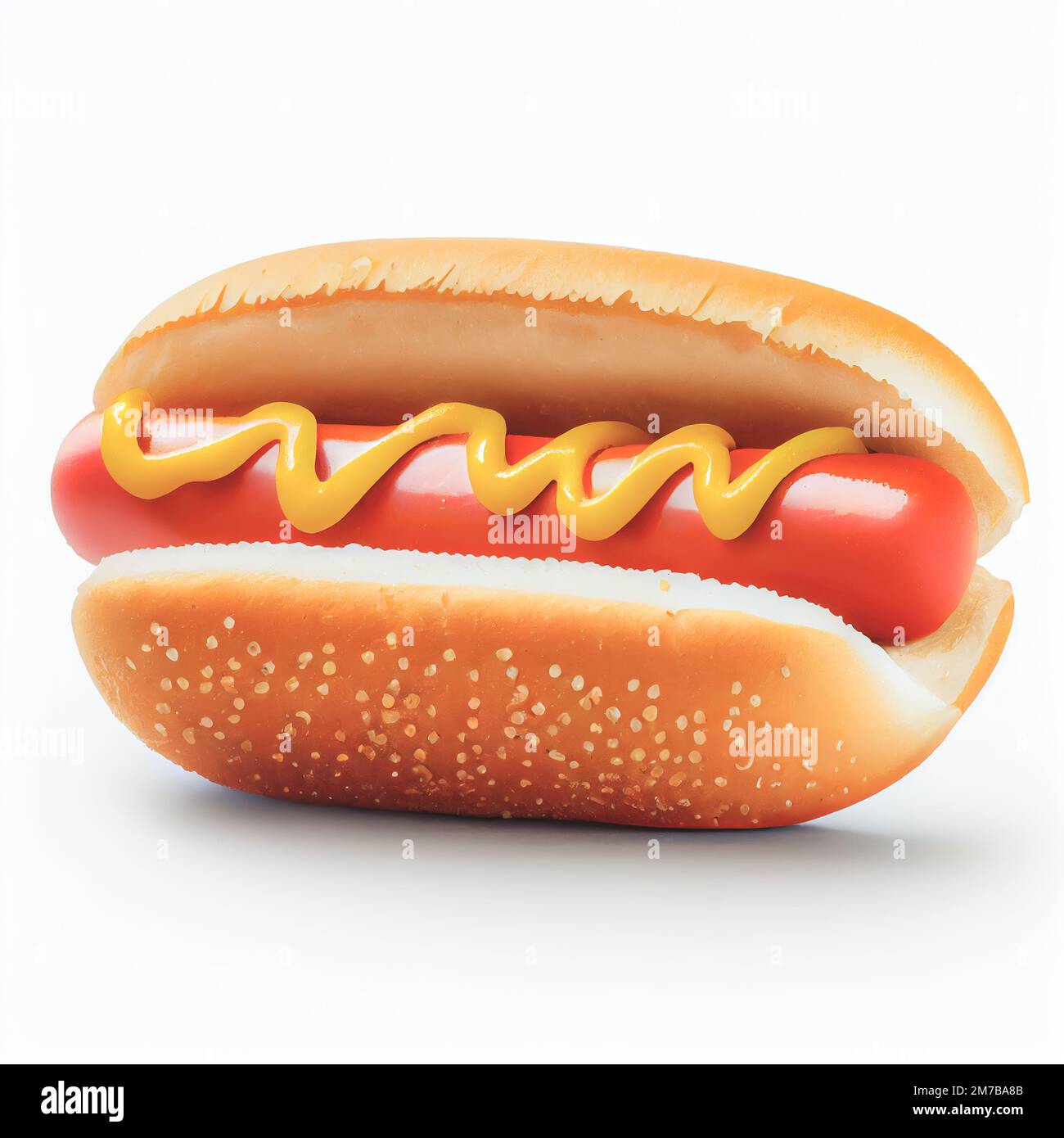 Close up shot of top view hot dogs isolated on white background ...