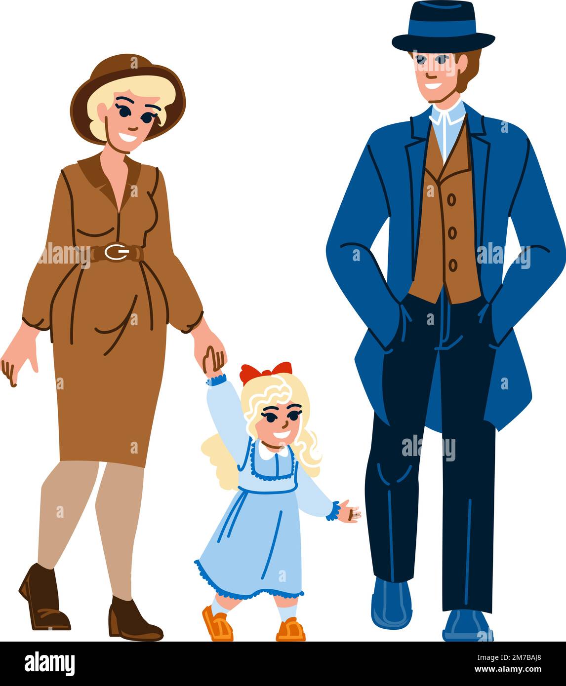 Vintage family photo father daughter Stock Vector Images - Alamy