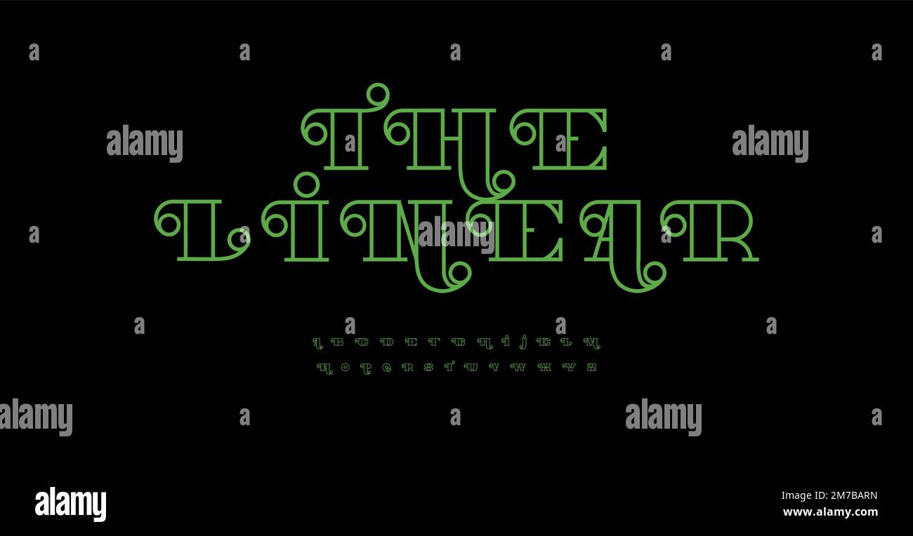 Flourish modern font gentle charming vine style letters. Fancy linear ...