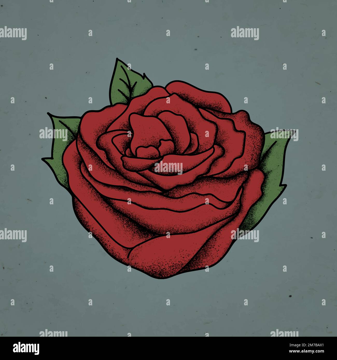 Vintage red rose old school flash tattoo design symbol vector Stock ...